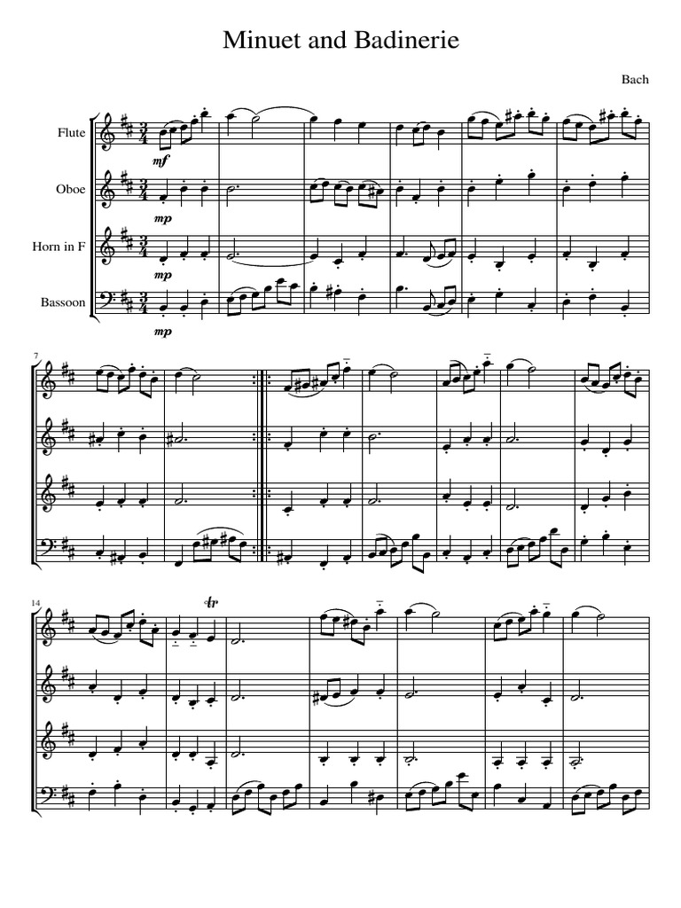 Bach Minuet and Badinerie | PDF | Compositions For Symphony Orchestra ...