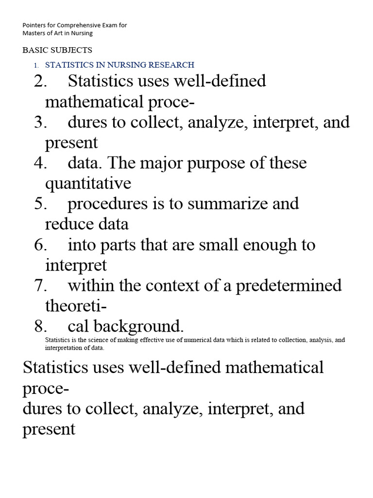 Pointers For Comprehensive Exam For | PDF | Statistics | Probability Distribution