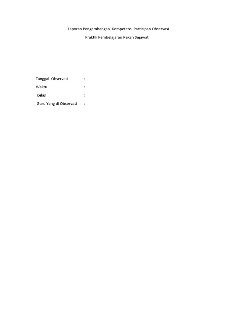 LAPOORAN Pengembangan Kompetensi Partisipan Observasi | PDF ...