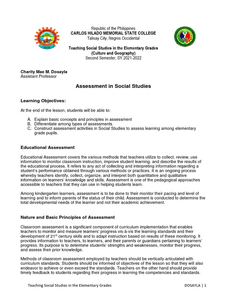 Assessment in Social Studies | PDF | Educational Assessment | Learning