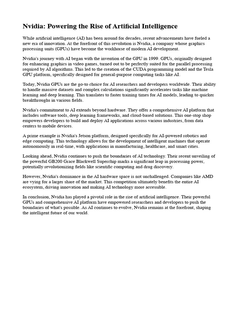 Artificial Intelligence - Nvidia | Download Free PDF | Graphics Processing Unit | Artificial ...