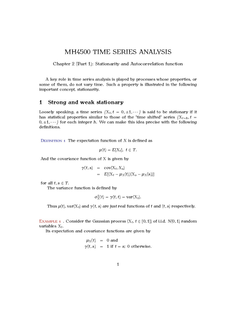 Chapter 2 - Lecture Notes | PDF | Stationary Process | Time Series Chapter 2 - Lecture Notes | PDF | Stationary Process | Time Series