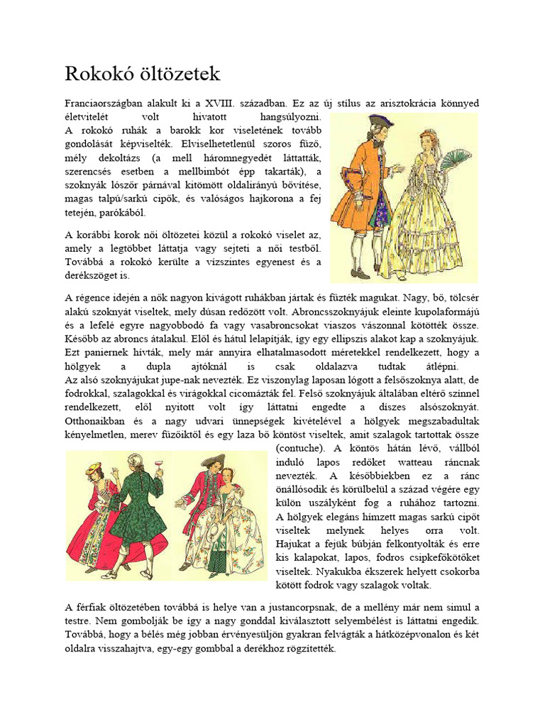 Rokokó Viselete | PDF