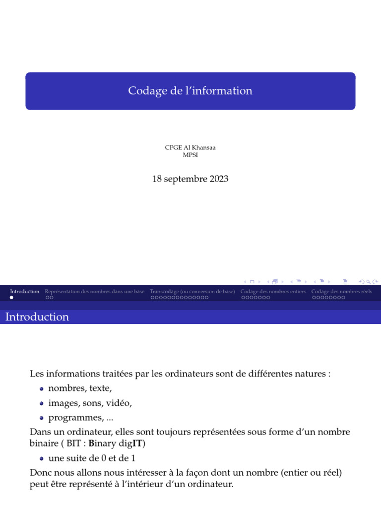 Codage des Nombres en Informatique | PDF | Bit | Codage des caractères