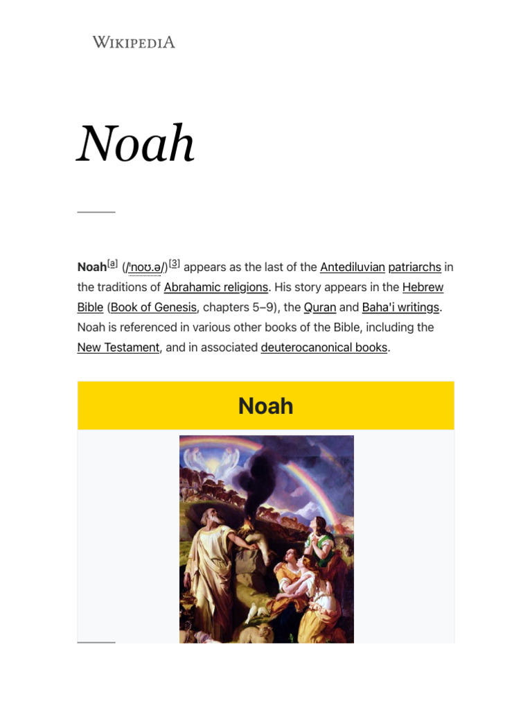Noah Wikipedia Pdf Noah Flood Myth
