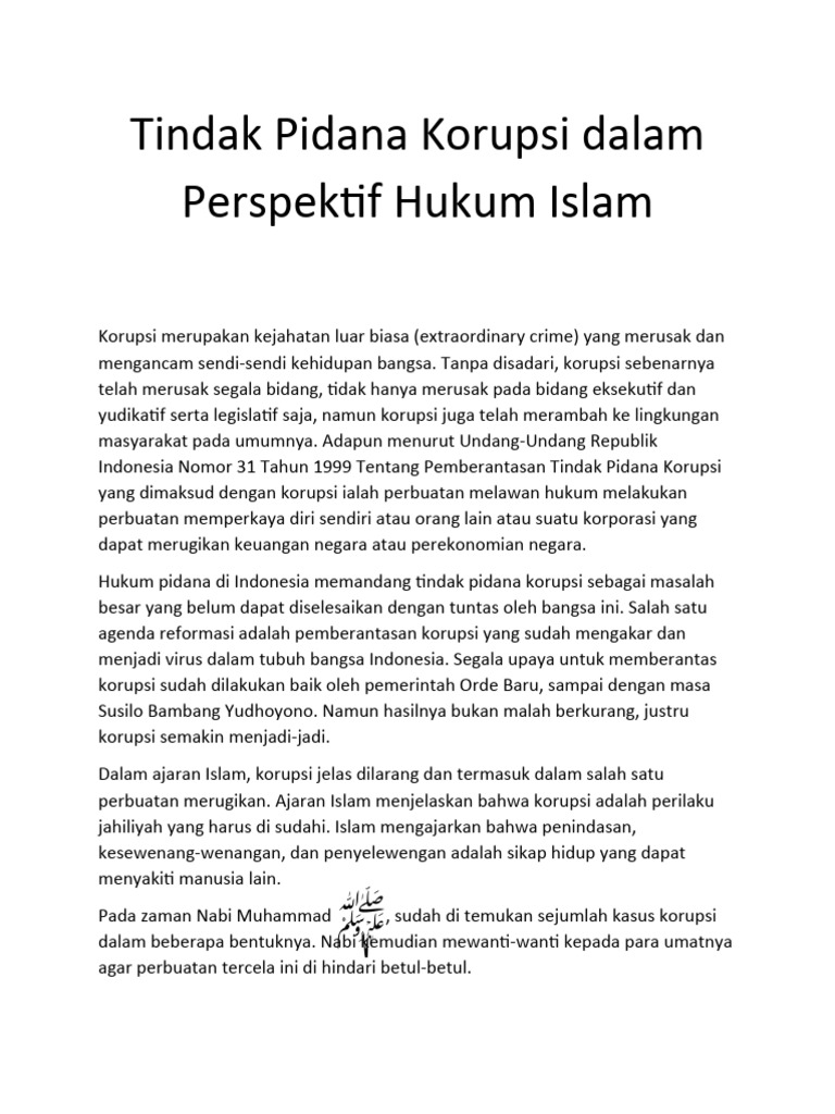 Tindak Pidana Korupsi Dalam Perspektif Islam | PDF | Ilmu Sosial