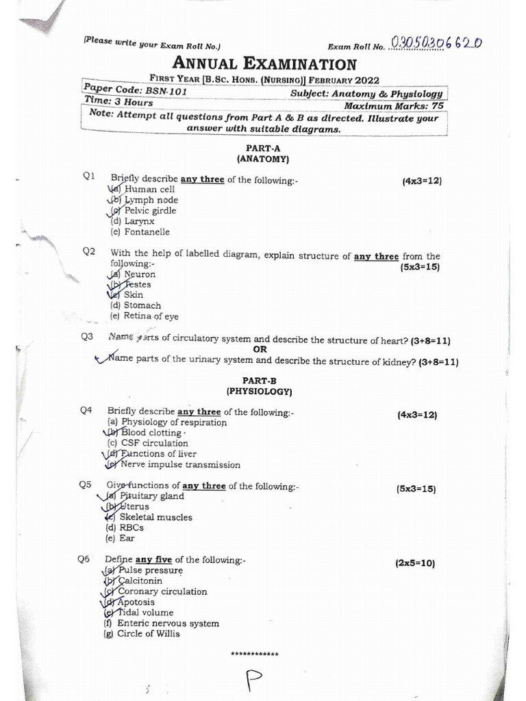 Anatomy & Physiology Annual PYQs | PDF