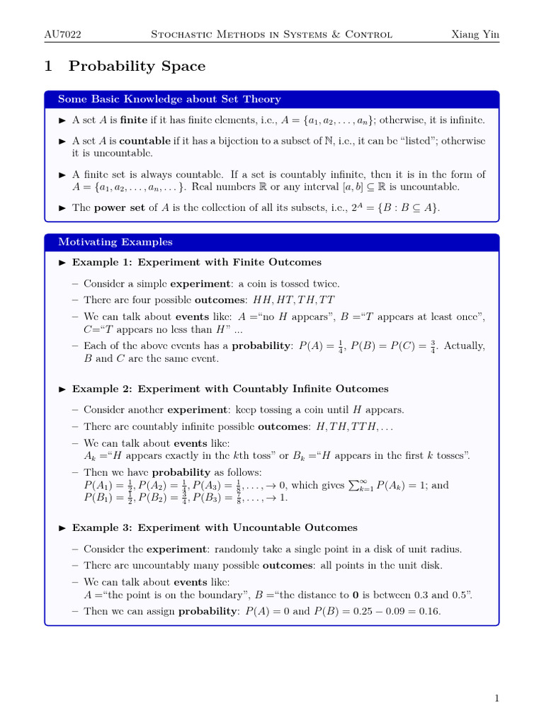 F21 Lecture1 | PDF | Probability | Measure Theory