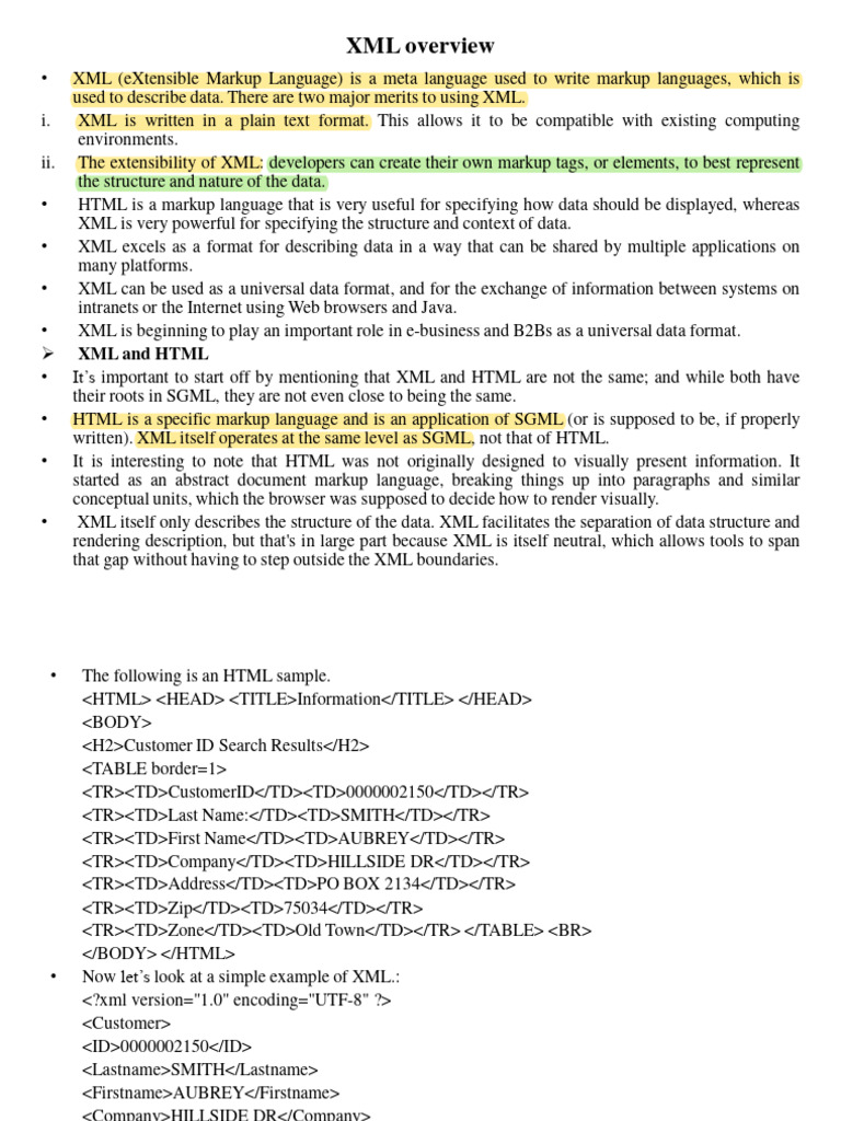 Unit-III Introduction To XML | PDF | Xml | Html