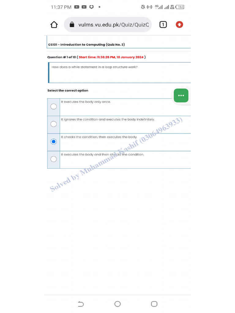 CS101-Quiz 3-Fall 2023 - 24 VU by Muhammad Kashif | PDF
