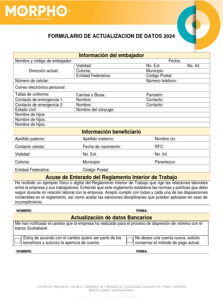 Formato de Actualizacion de Datos 2024. | PDF