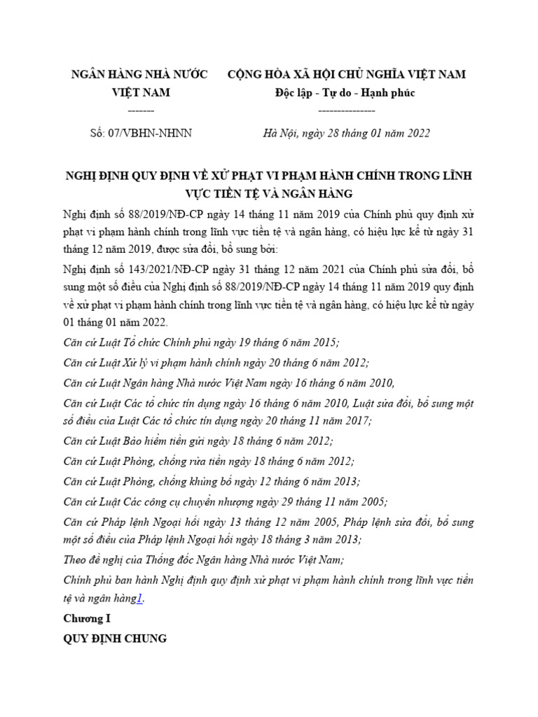 Nghị Định Về XPVPHC Lĩnh Vực TT-NH Năm 2022 | PDF