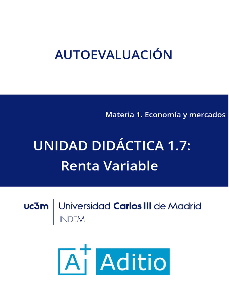 Autoevaluación Renta Variable | PDF | Compartir (Finanzas) | Mercado ...