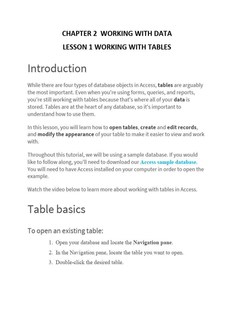 CHAPTER-2-LESSON-1-WORKING-WITH-TABLES ICT | PDF | Table (Database) | Databases