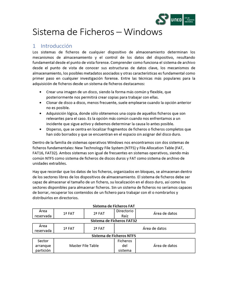 Sistema_ficheros_Windows | PDF | Archivo de computadora | Arranque