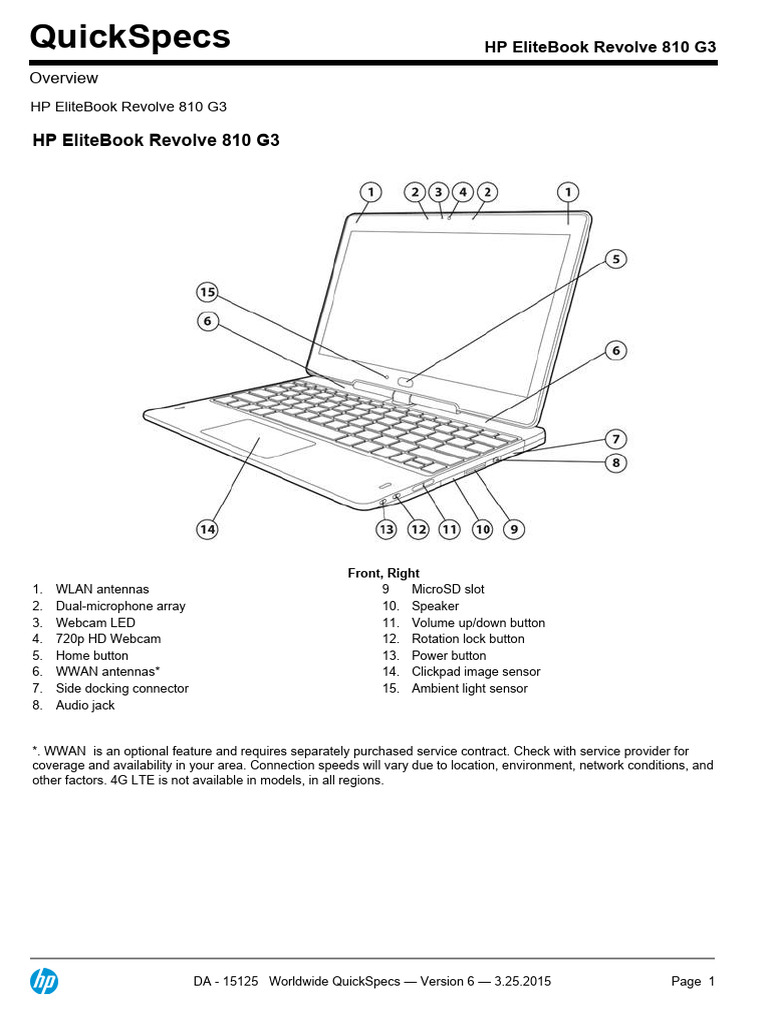 HP Hpe - Elitebook - Revolve 810 g3 | PDF | Multi Core Processor ...