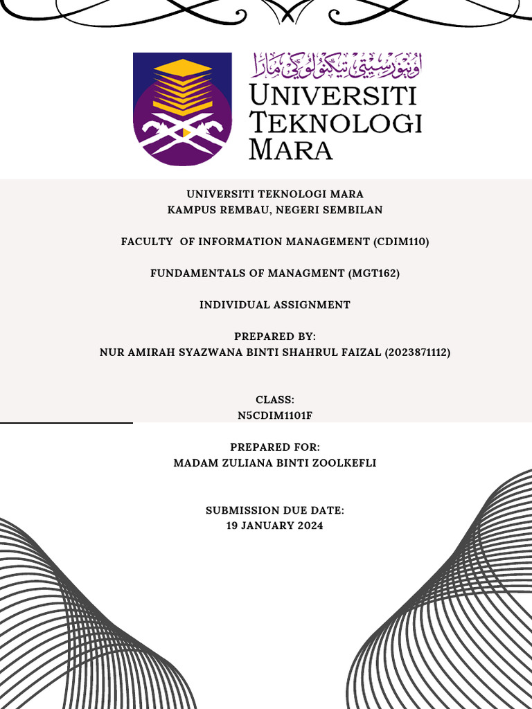 MGT162 Individual Assignment Overview | PDF | Communication | Surah