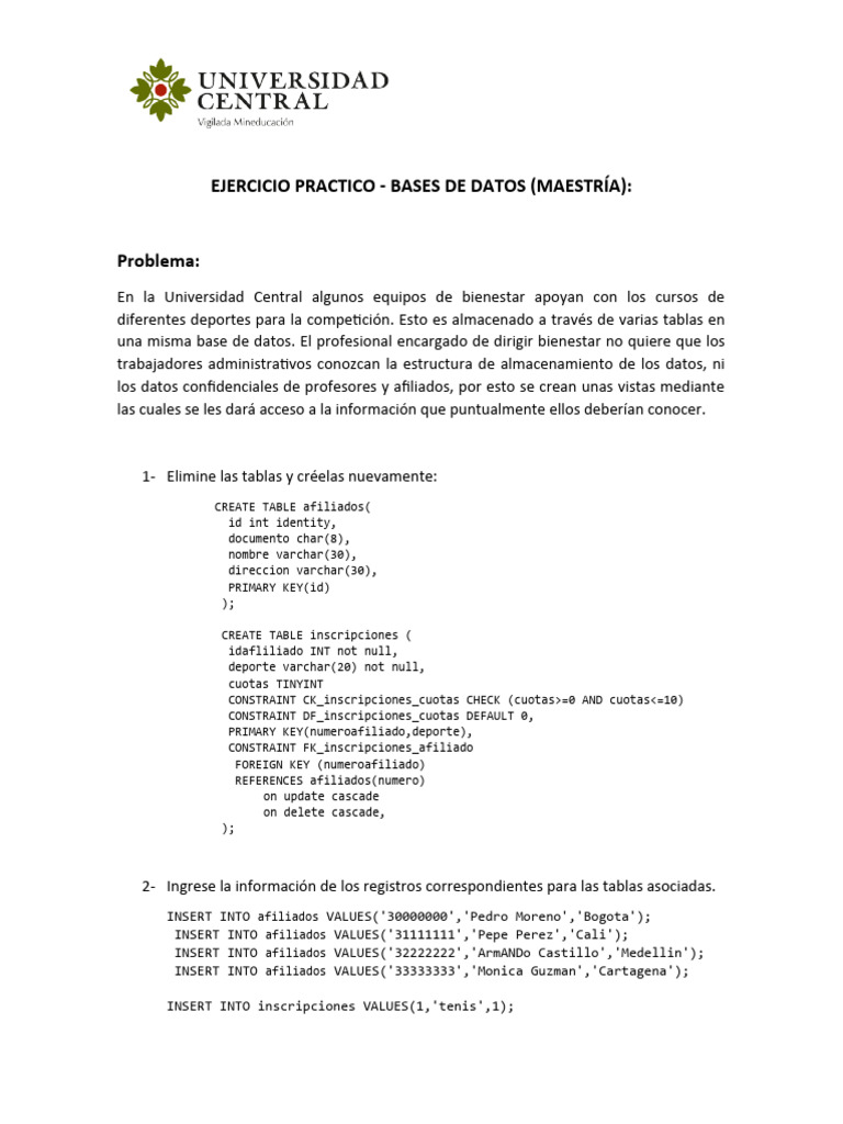 Ejercicio Práctico Subconsultas | PDF