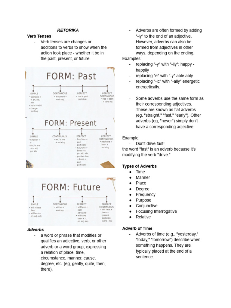 Verb, Adverb, Adjectives Reviewer | PDF | Adverb | Adjective