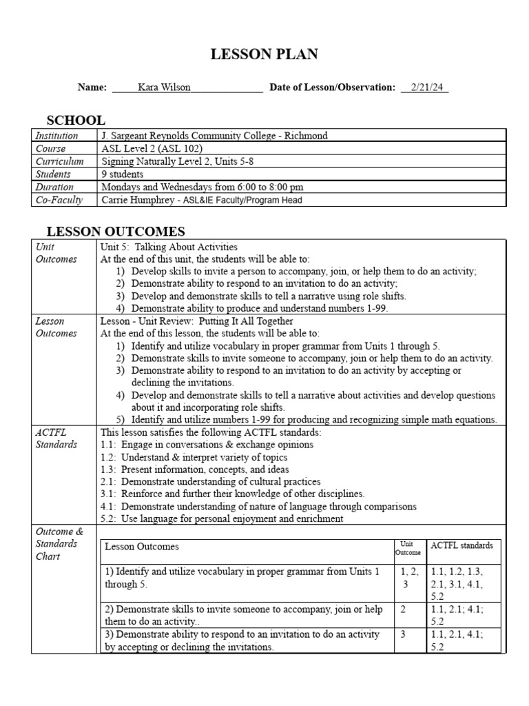 Lesson Plan Wilson | PDF | Human Communication | Linguistics