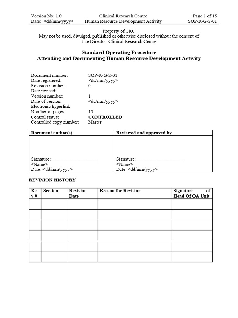 SOP-R-G-2-01 Attending and Documenting Human Resource Development Activity | PDF