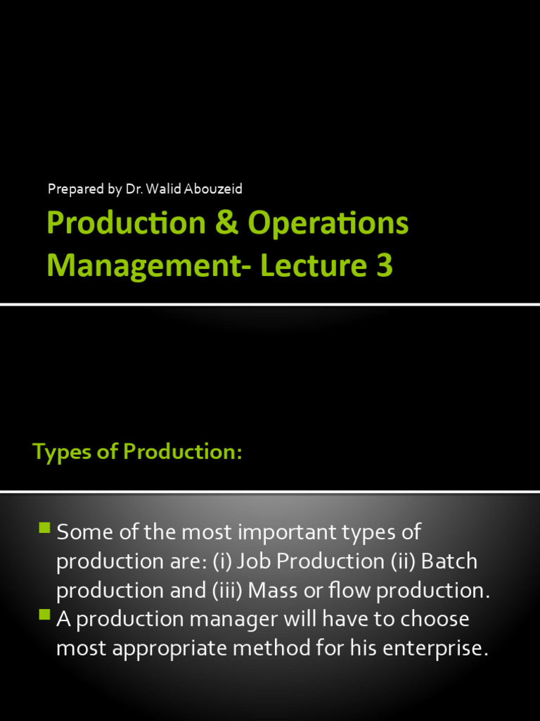 Production Operations Management - Lecture 3 | PDF | Mass Production ...