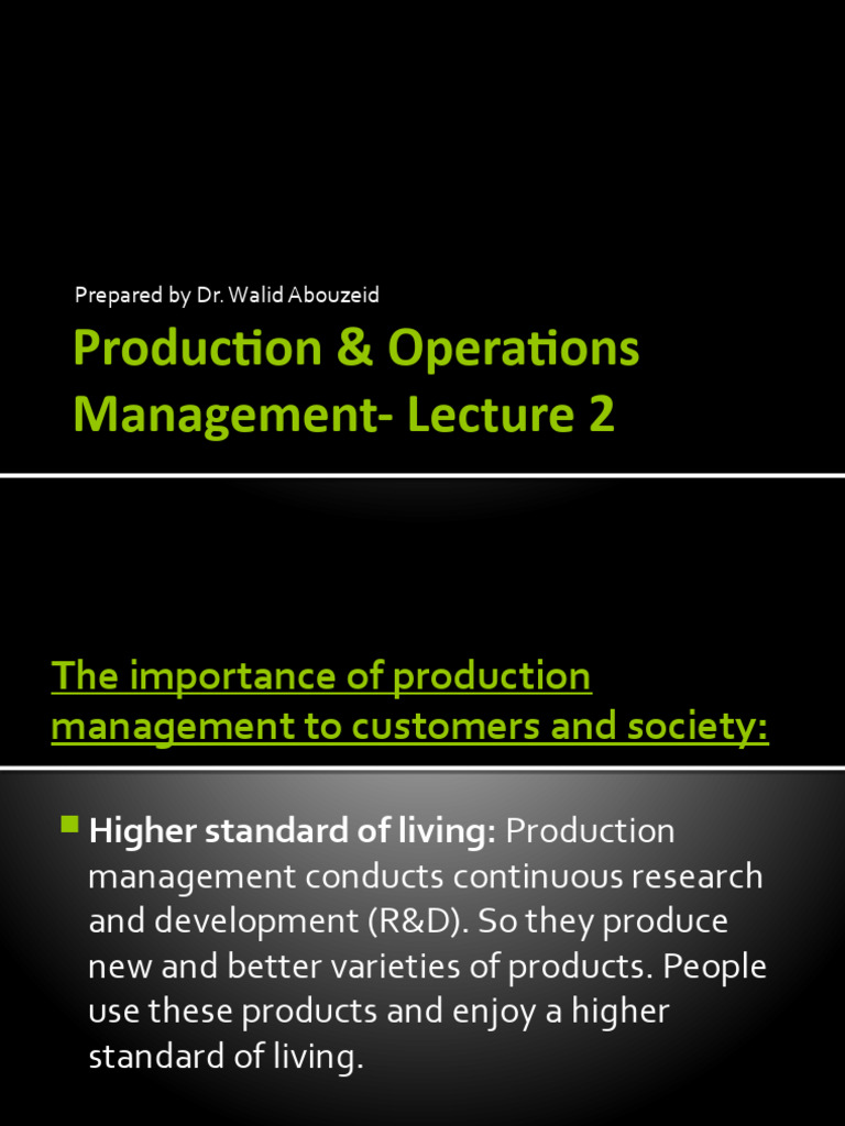 Production Operations Management - Lecture 2 | PDF | Strategic Management | Production Function
