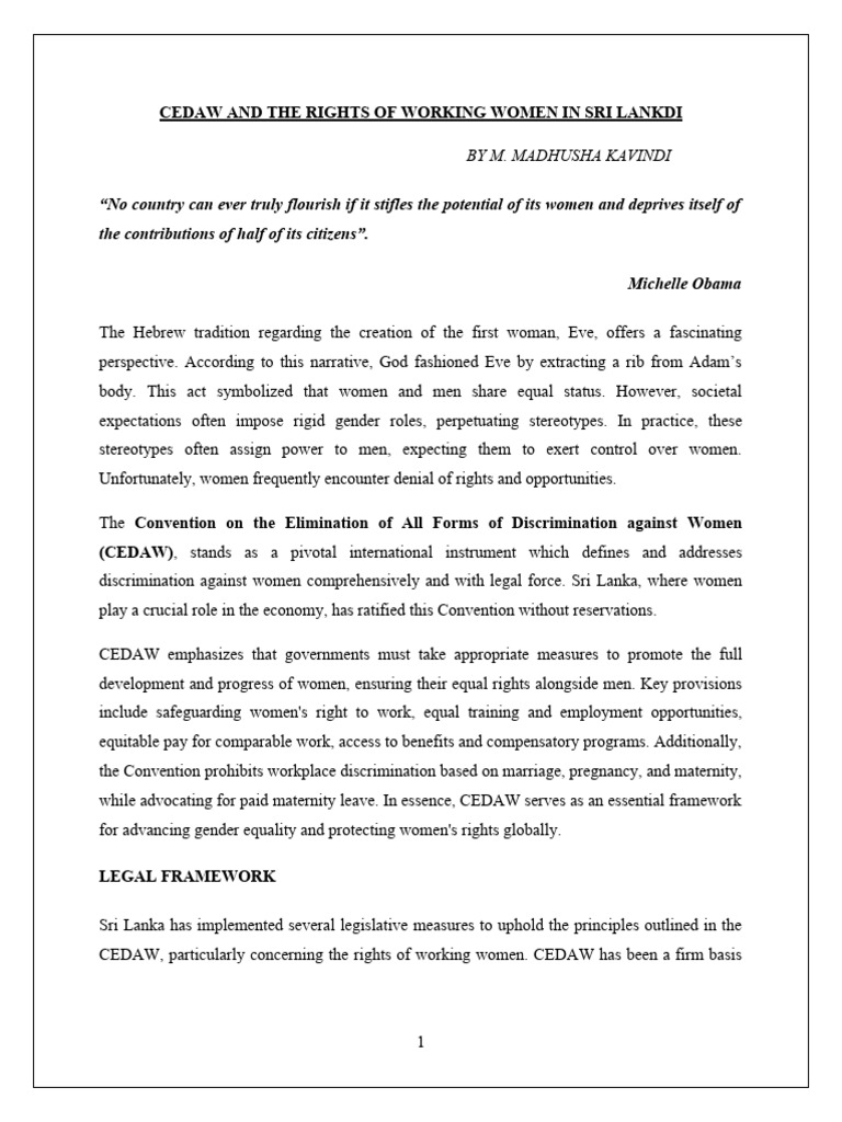 Article - CEDAW and The Rights of Working Women in Sri Lanka | PDF ...
