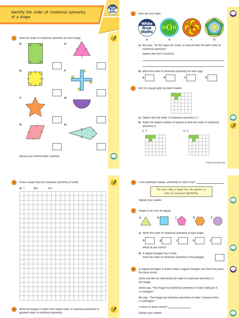 Y9 Spring Block 5 WO1 Identify The Order of Rotational Symmetry of A ... Y9 Spring Block 5 WO1 Identify The Order of Rotational Symmetry of A ...