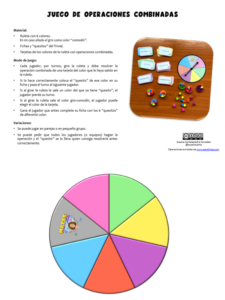Juego Operaciones Combinadas - Ruleta | PDF | Juego de azar | Juegos de ...