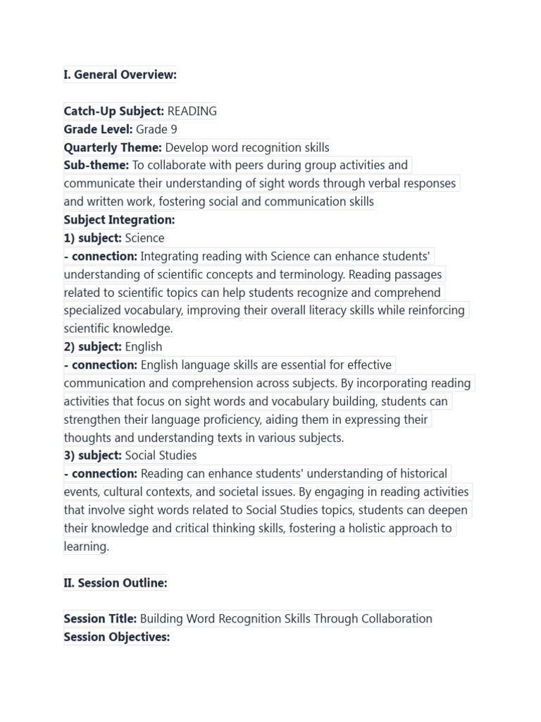 Reading Catch-Up Friday Guide | PDF | Reading Comprehension | Behavior ...