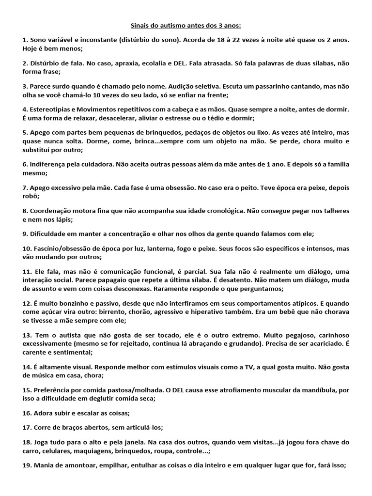 Como Sei Se Ã© Autismo - Exemplo Real de Um TEA Leve - Atec 102 Inicial ...