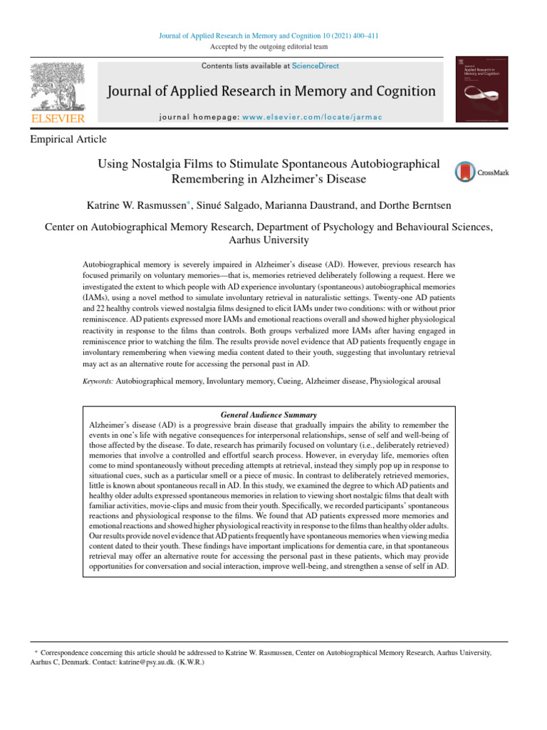 Rasmussen Al21 | PDF | Recall (Memory) | Memory