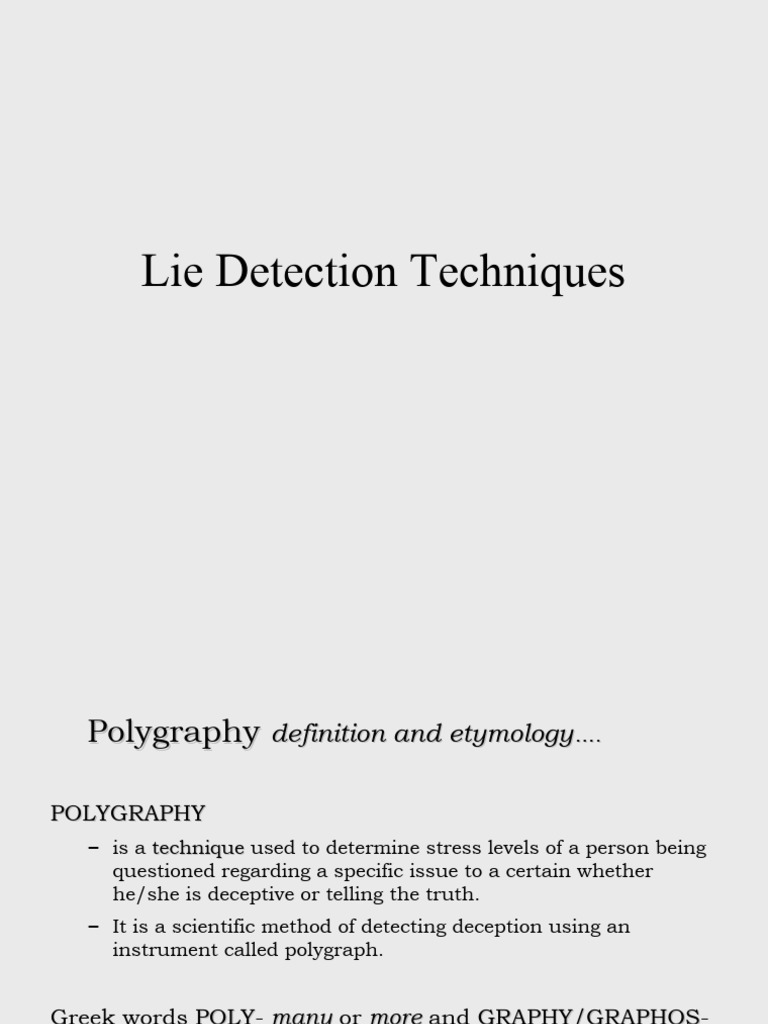 Lie Detection Techniques | PDF | Central Nervous System | Polygraph
