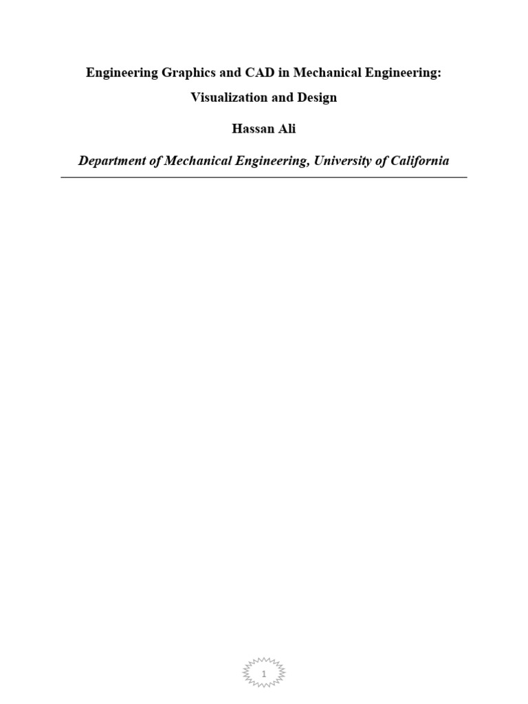 Engineering Graphics and CAD in Mechanical Engineering: Visualization and Design Hassan Ali ...