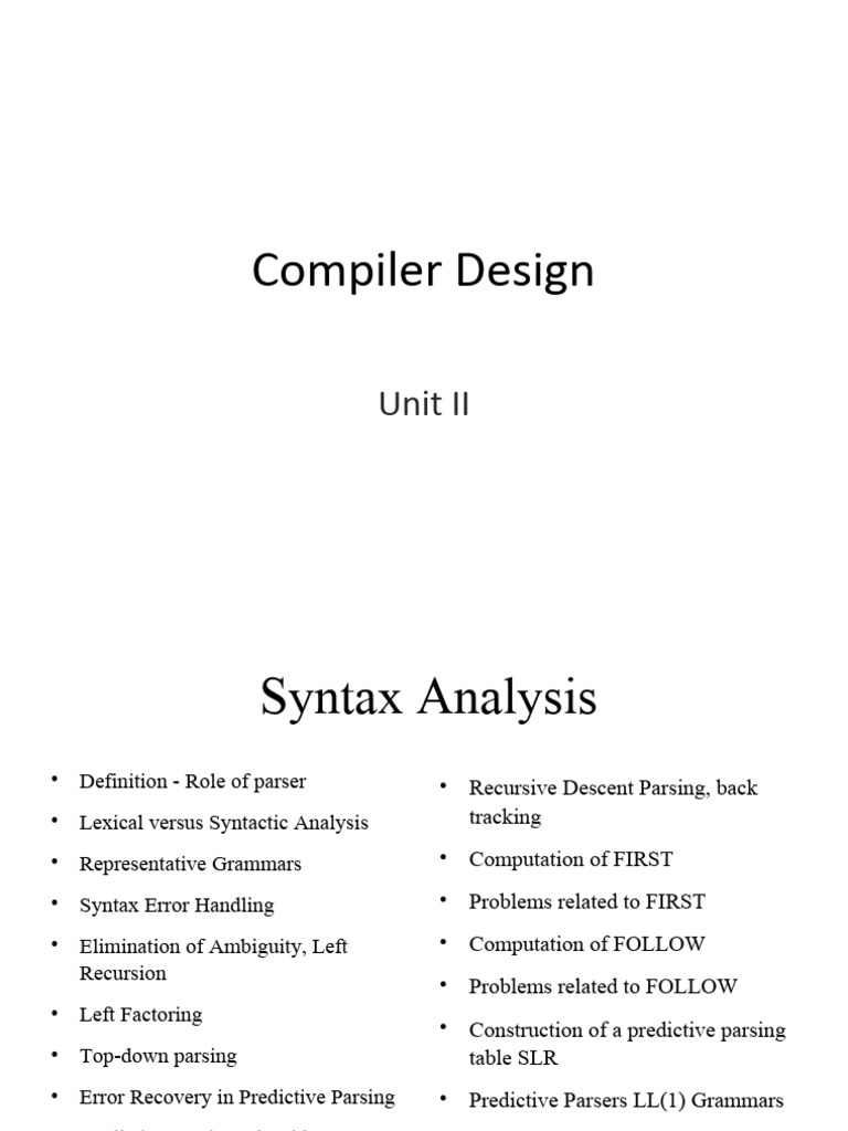 Cd Unit 2 Pdf Parsing Grammar