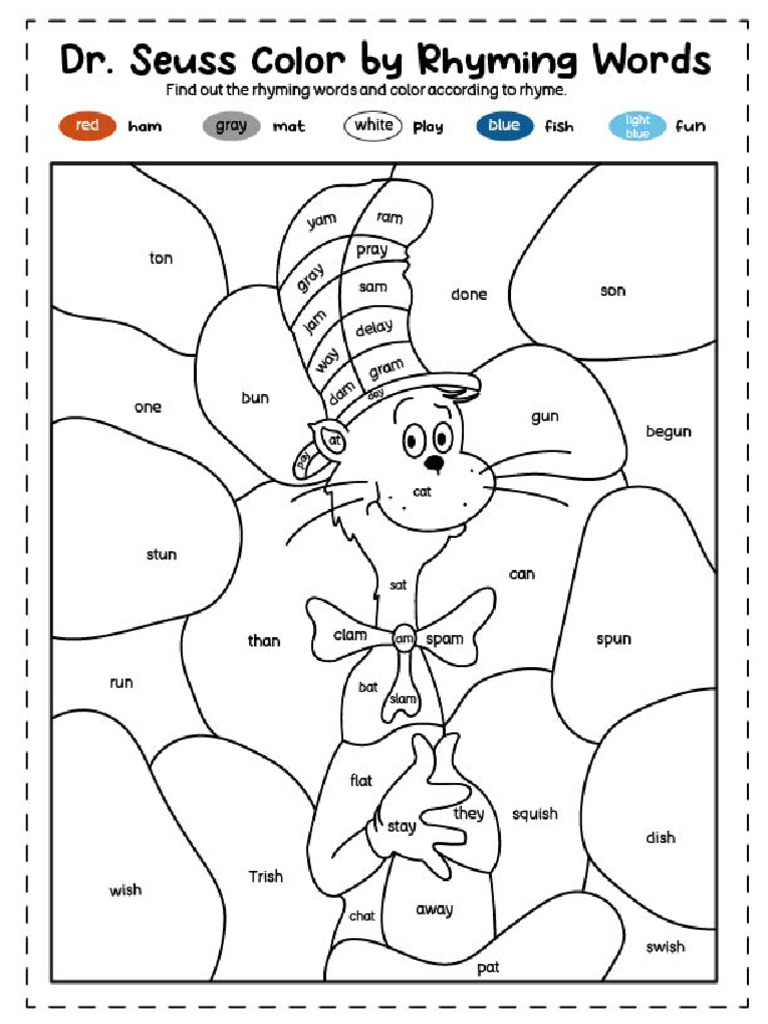 Dr. Seuss Color by Rhyming Words | PDF