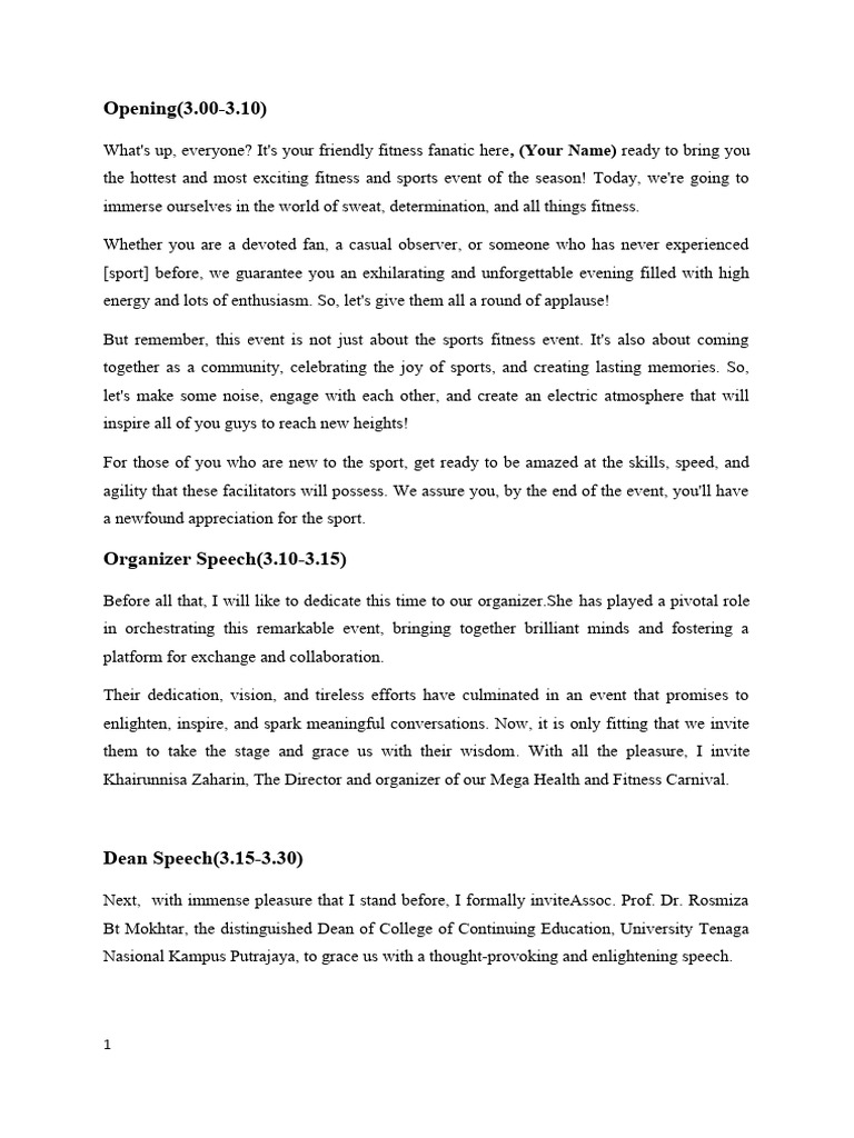 Script Event For Emcee | PDF | Body Mass Index | Flexibility (Anatomy)
