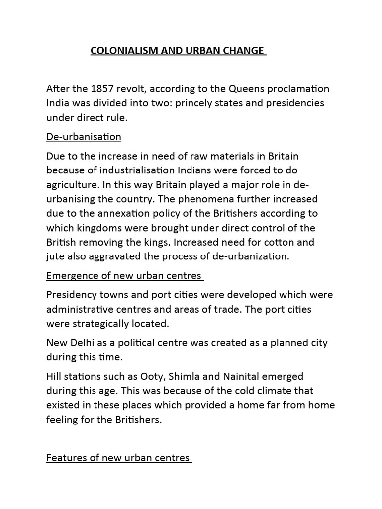 COLONIALISM AND URBAN CHANGE | PDF | Delhi