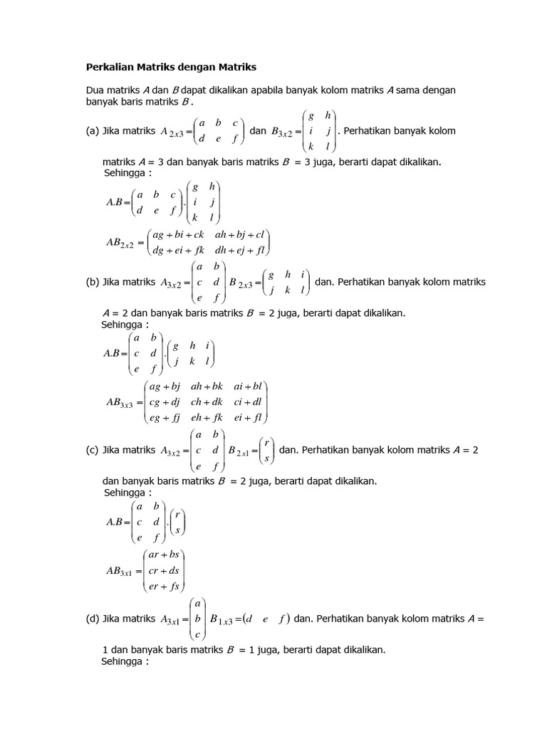 Perkalian Matriks Berordo Berbeda | PDF