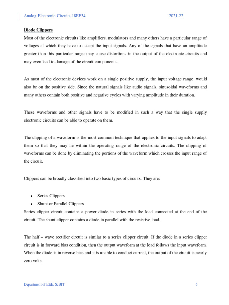 clipper clamper | PDF | Diode | Electrical Equipment