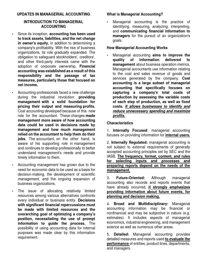 Introduction To Managerial Accounting | PDF | Accounting | Management Accounting