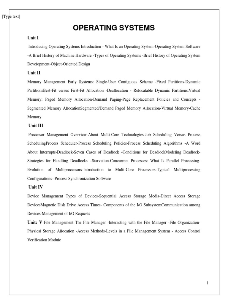 Operating Systems: Unit I | PDF | Operating System | Computer Cluster