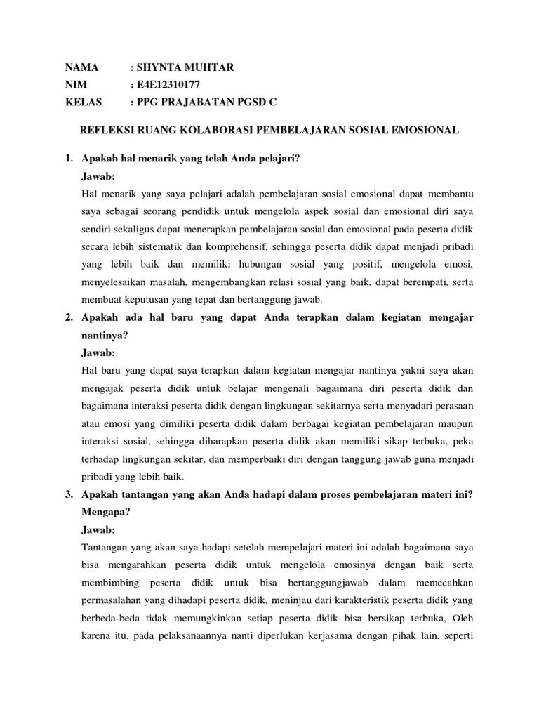 T1 Refleksi Ruang Kolaborasi PSE | PDF