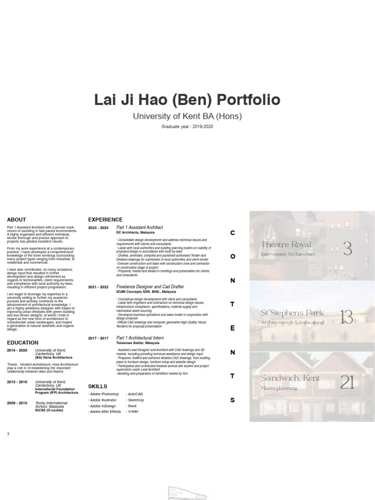 Ben Lai Architecture Portfolio (BA + Professional) | PDF | Architect ...
