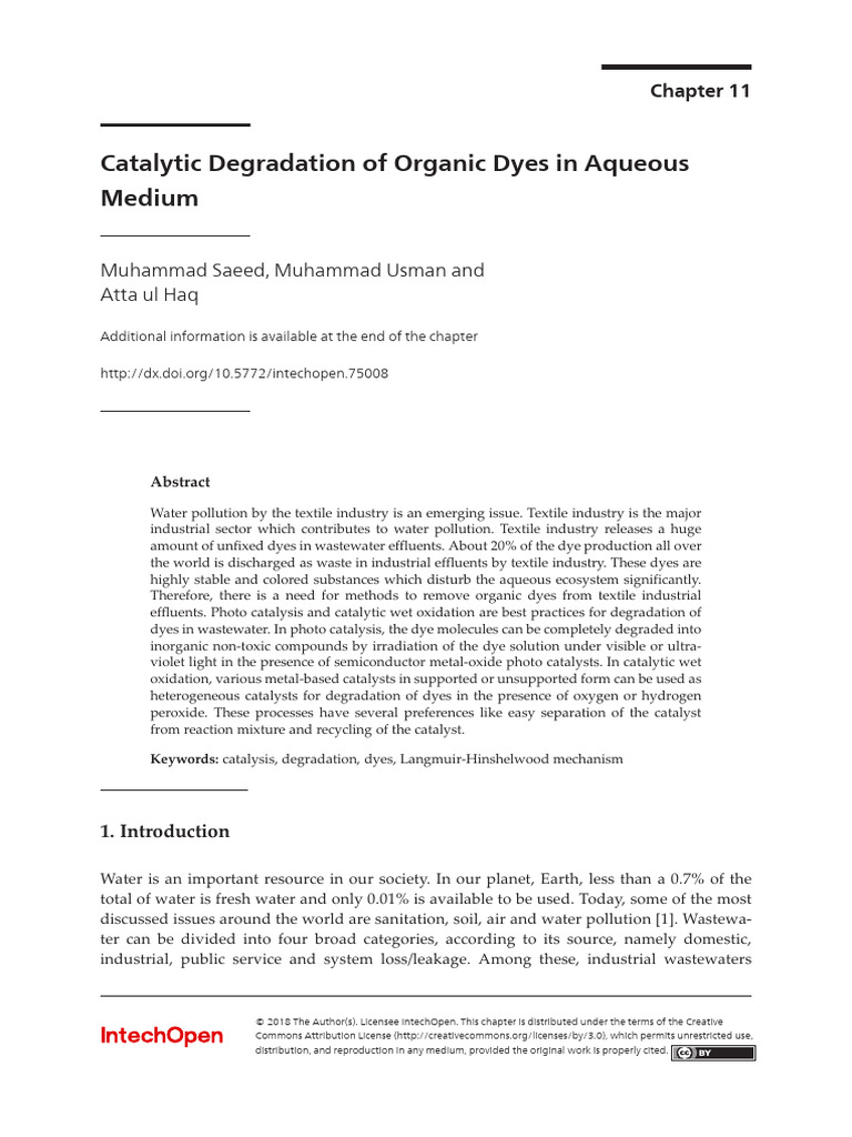 Catalytic Degradation of Organic Dyes in Aqueous M | PDF | Catalysis ...