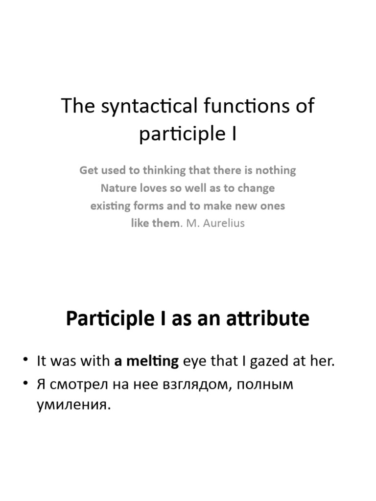 The Syntactical Functions of Participle I | PDF | Language Families ...