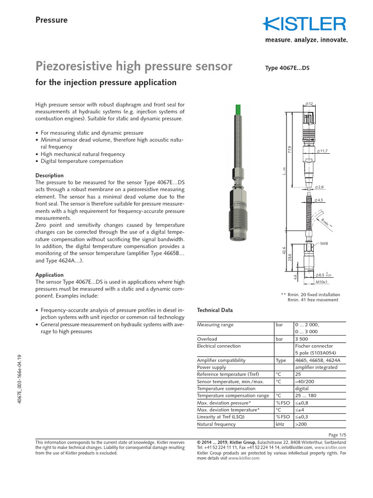 PR Sensor 4067E Datasheet | PDF | Pressure Measurement | Sensor