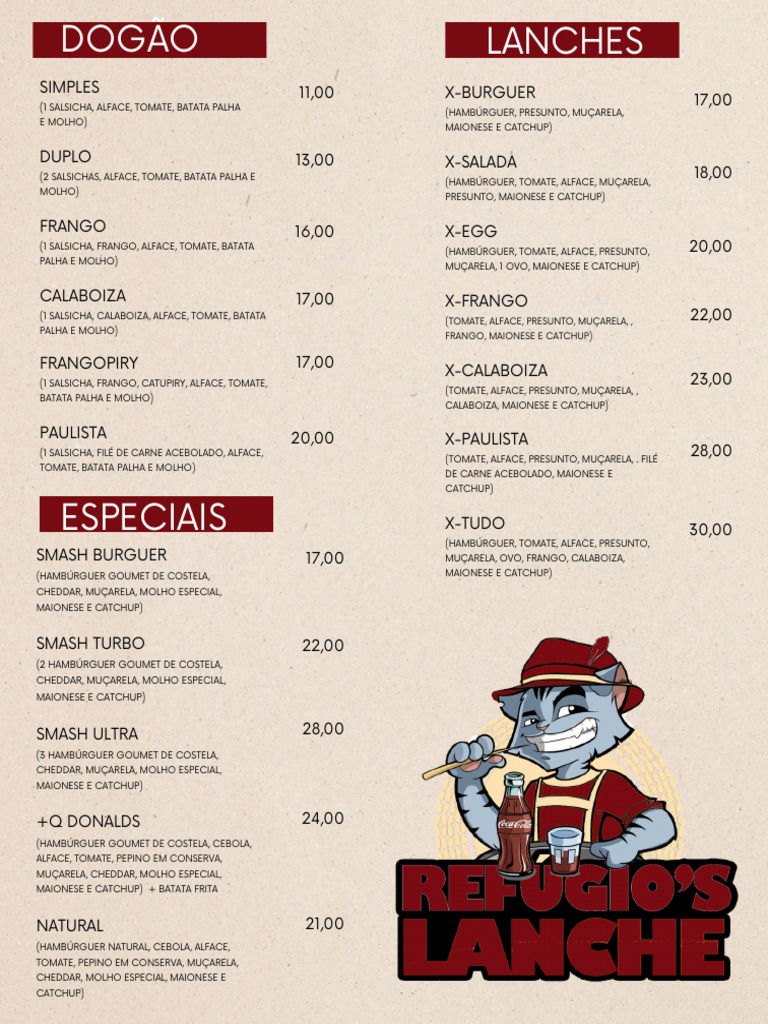 Cardápio Lanches | PDF