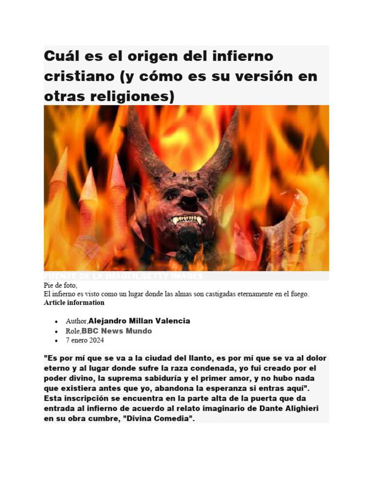 Cuál Es El Origen Del Infierno Cristiano | PDF | Infierno | Creencia religiosa y doctrina